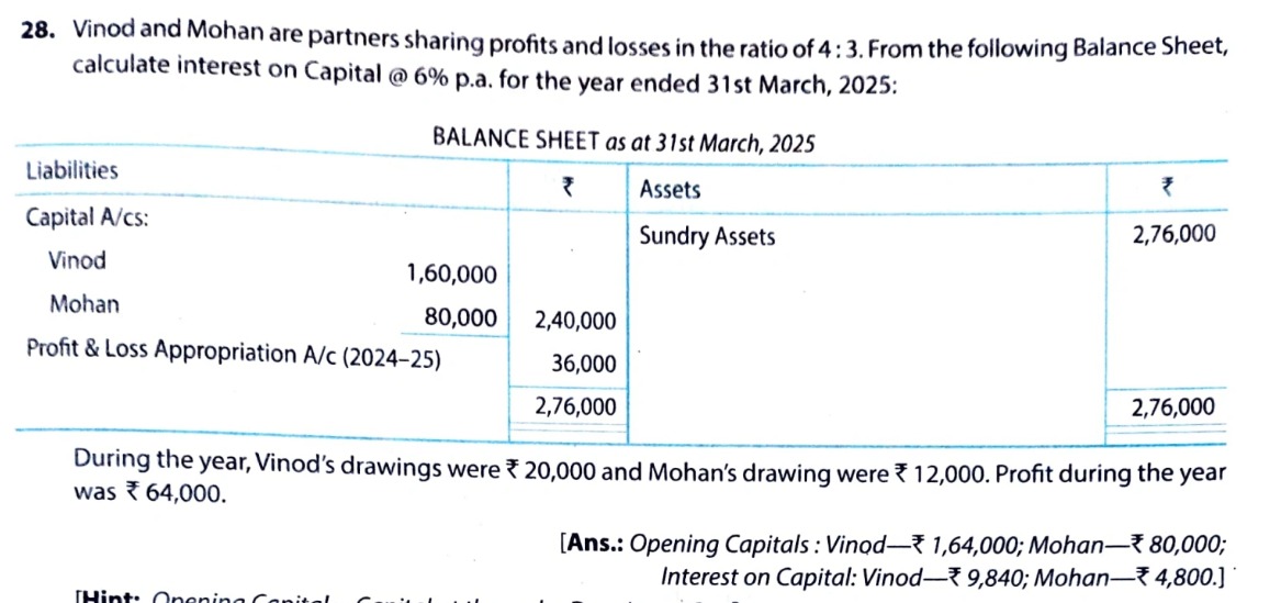 Q. 28 Class 12 – Fundamentals of Partnership Firms (TS Grewal 2025-26 ...